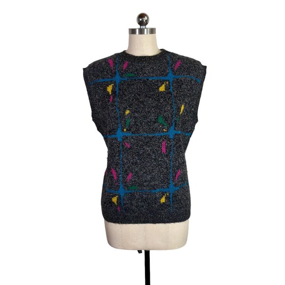 Vintage | Sweaters | Vintage 8s Pop Art Knit Sweater Vest Top S Retro ...